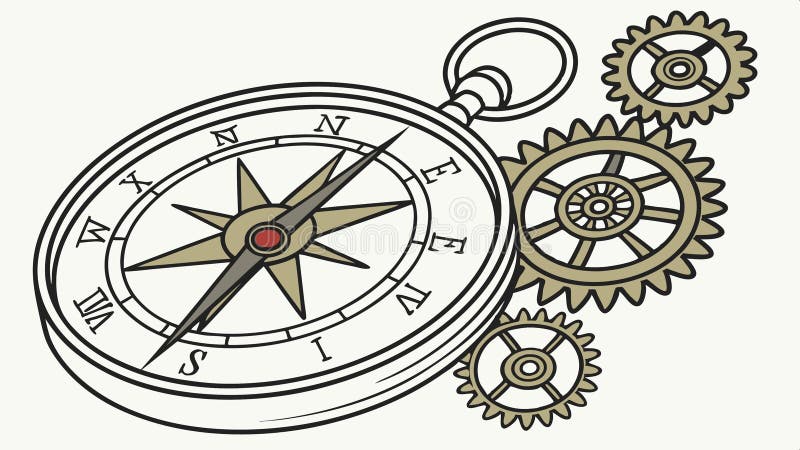 Compass and Gears Vector, Navigation Tool, and Steampunk Mechanism ...