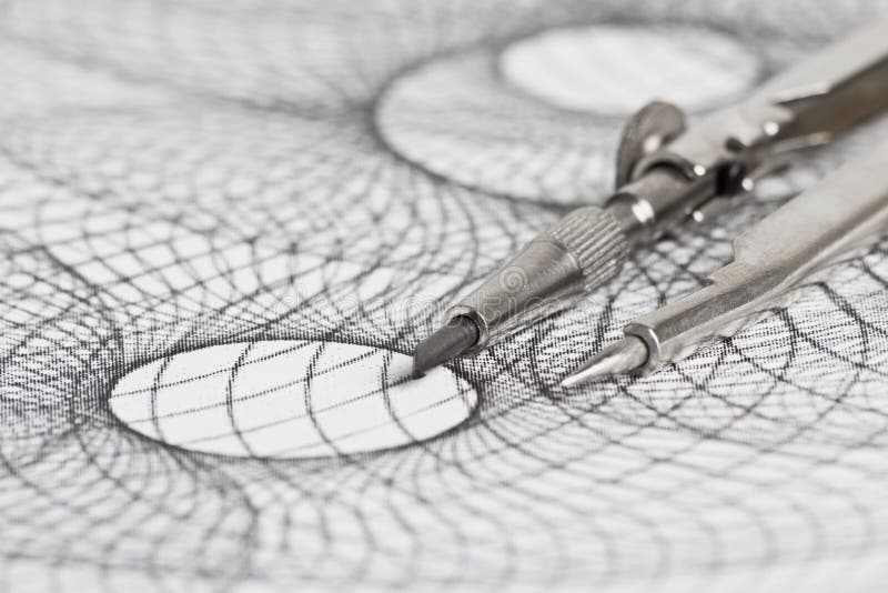 Compass and Geometric Shapes Stock Photo - Image of close, document ...