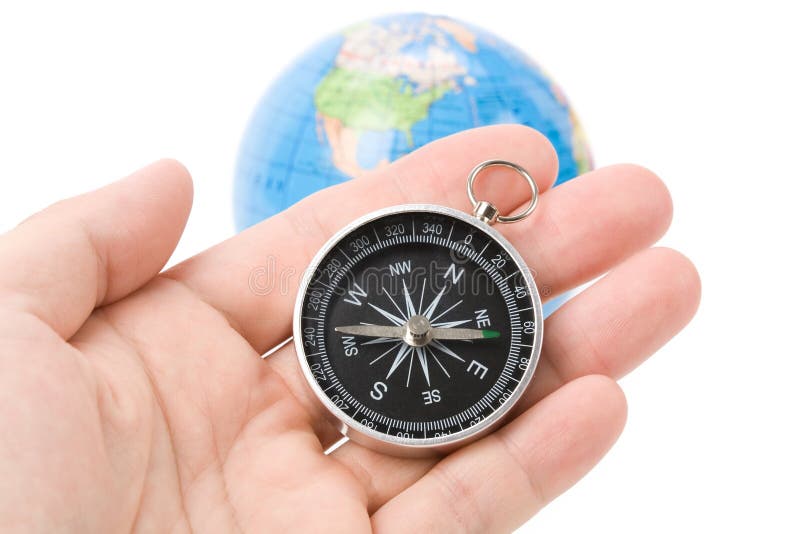 Compass and Globe stock image. Image of global, isolated - 5348019