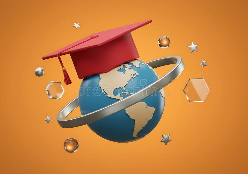 Compass and Globe with Graduation Cap for Education Theme Stock ...