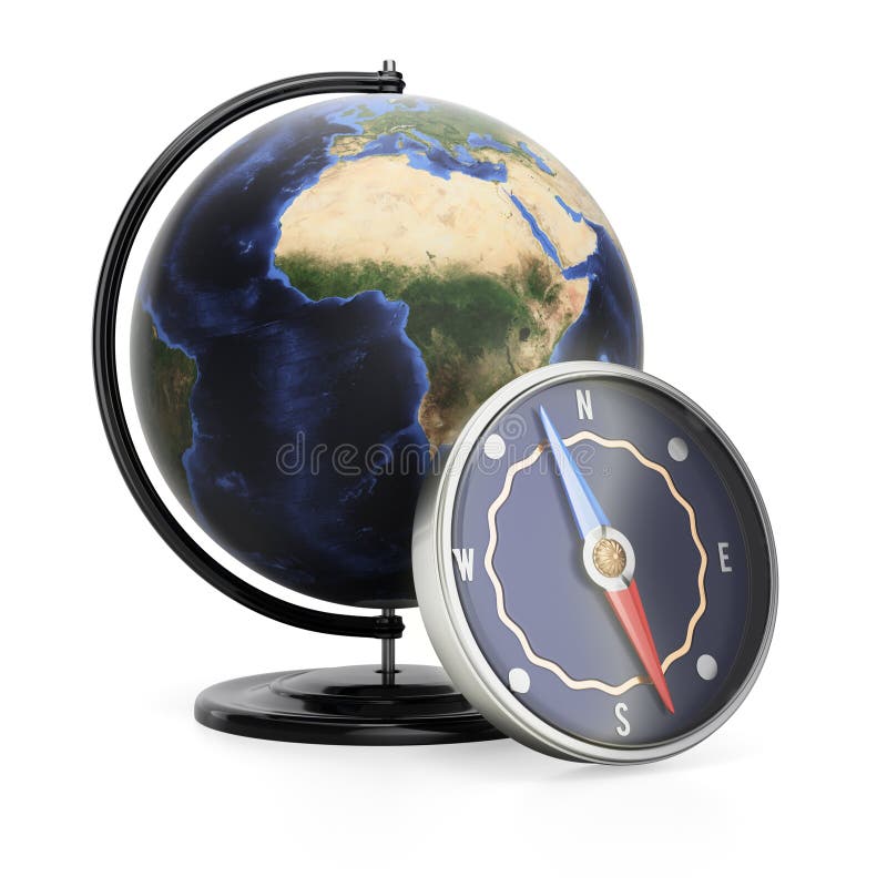 Compass, Globe and Connection Icons Stock Vector - Illustration of ...