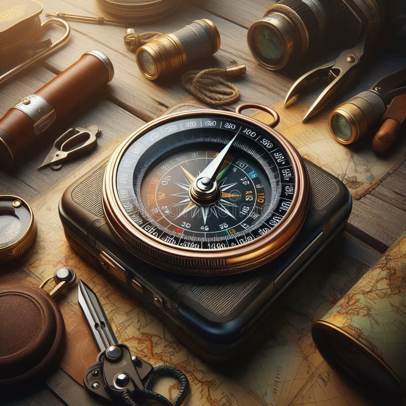 221 36 a Compass and a GPS Device Combined Forming a Naviationa Stock ...