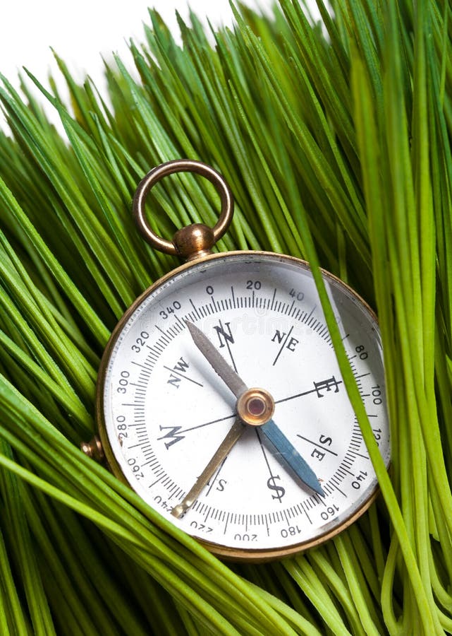 Compass With Green Arrow Leading To A Sustainable Future Stock Photo ...