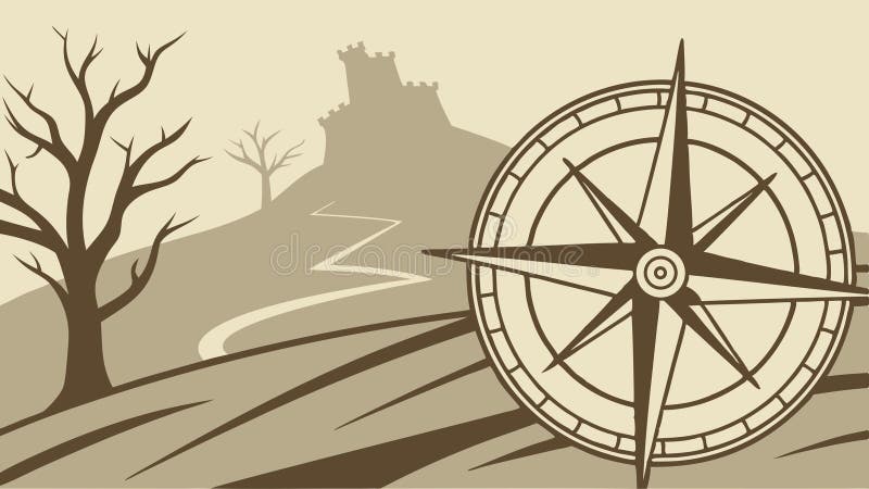 Compass on Gridded Landscape, Digital Map Vector Design, Vector Design ...