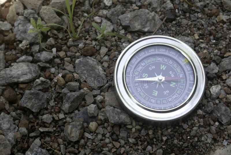 Compass on the ground stock image. Image of east, south - 43000413