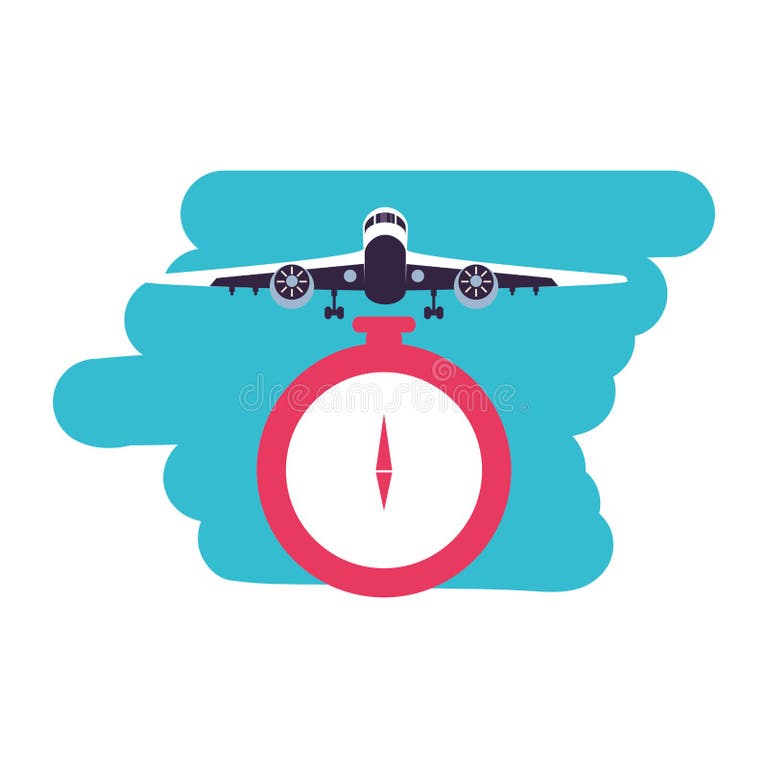 Compass Guide Device with Airplane Flying Stock Illustration ...