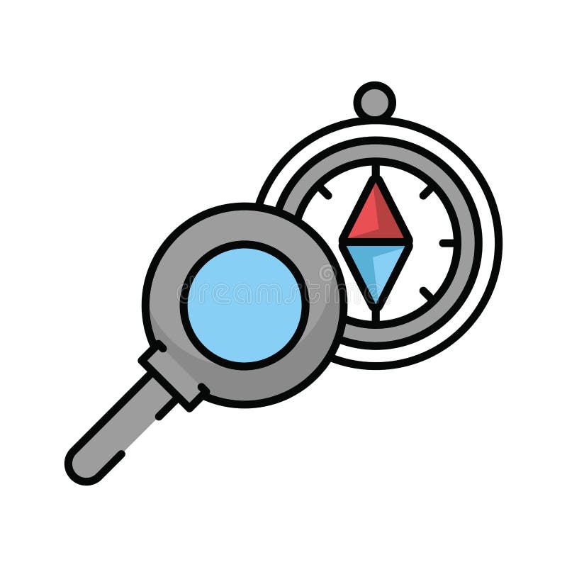 Compass Guide Device with Magnifying Glass Stock Vector - Illustration ...