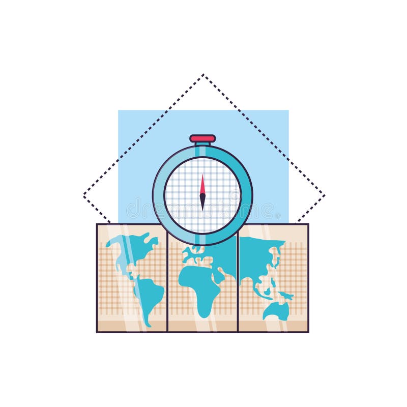 Compass Guide Device with Bus Stock Illustration - Illustration of ...