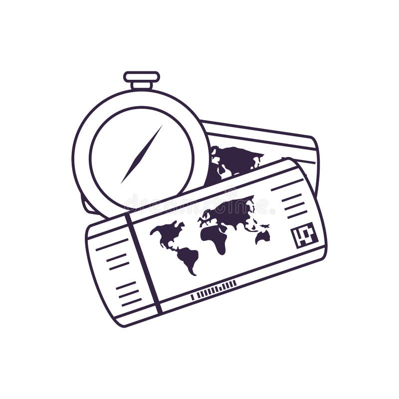 Compass Guide Device with Ticket Travel Stock Illustration ...