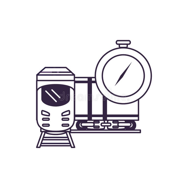 Compass Guide Device with Train Stock Illustration - Illustration of ...