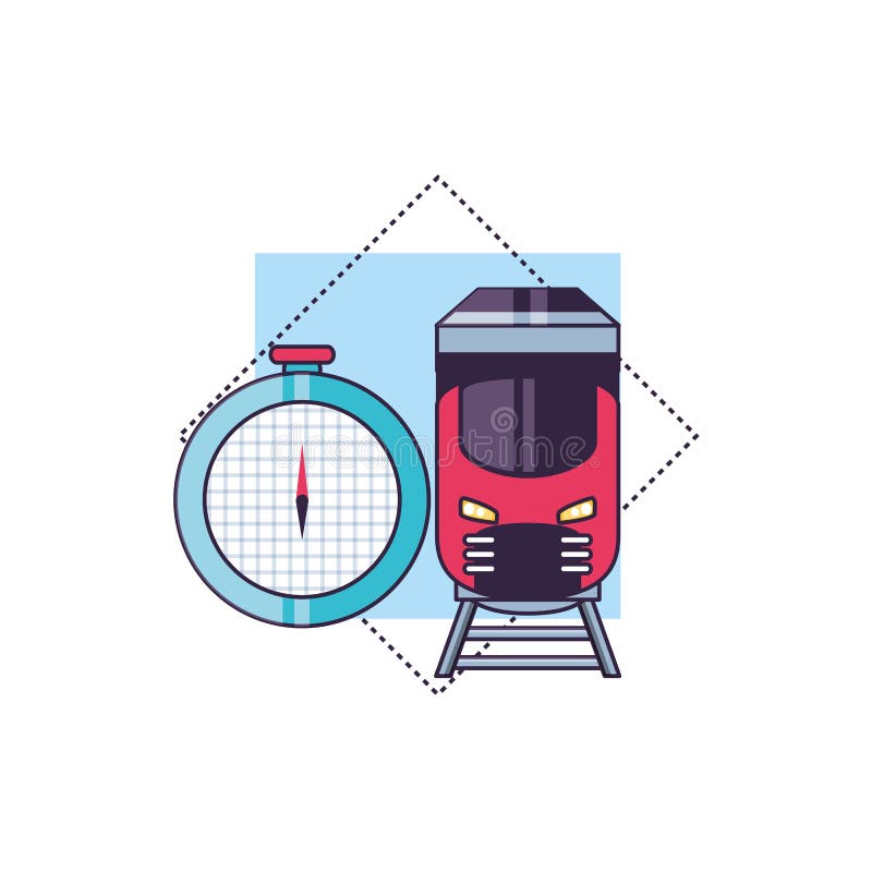 Compass Guide Device with Train Stock Illustration - Illustration of ...