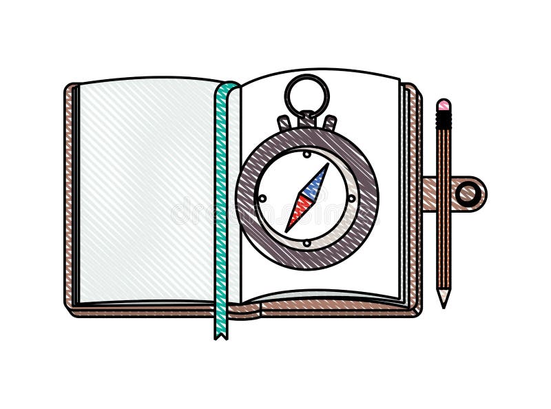 Compass Guide with Notebook Stock Vector - Illustration of discovery ...