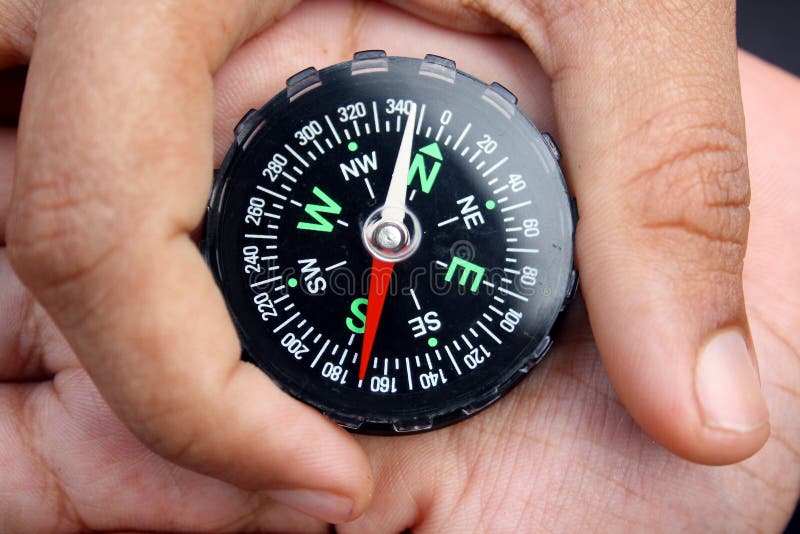 Compass in hand stock image. Image of magnet, travel - 11006055