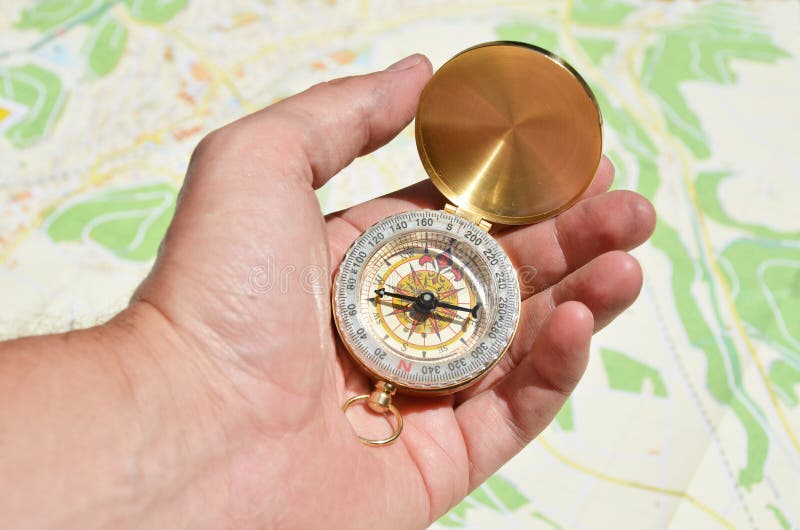 Compass in the hand stock image. Image of navigation - 46005323