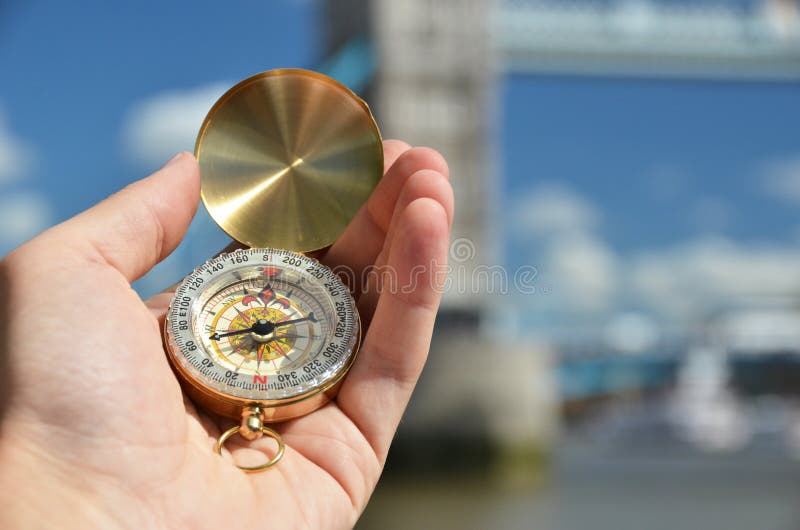 Compass in the hand stock image. Image of business, geography - 41586393