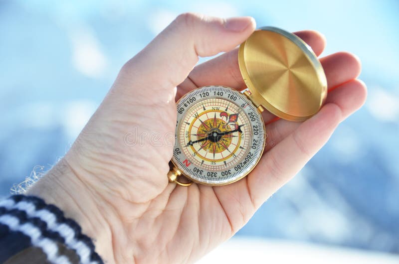 Compass in the hand stock image. Image of magnetic, exploration - 40395559