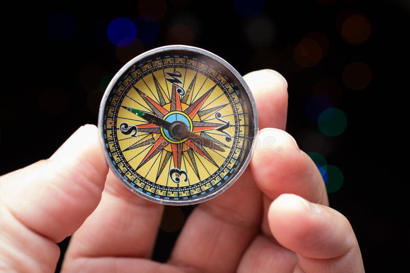 Compass in Hand As a Concept of Traveling and Finding Your Life Stock ...