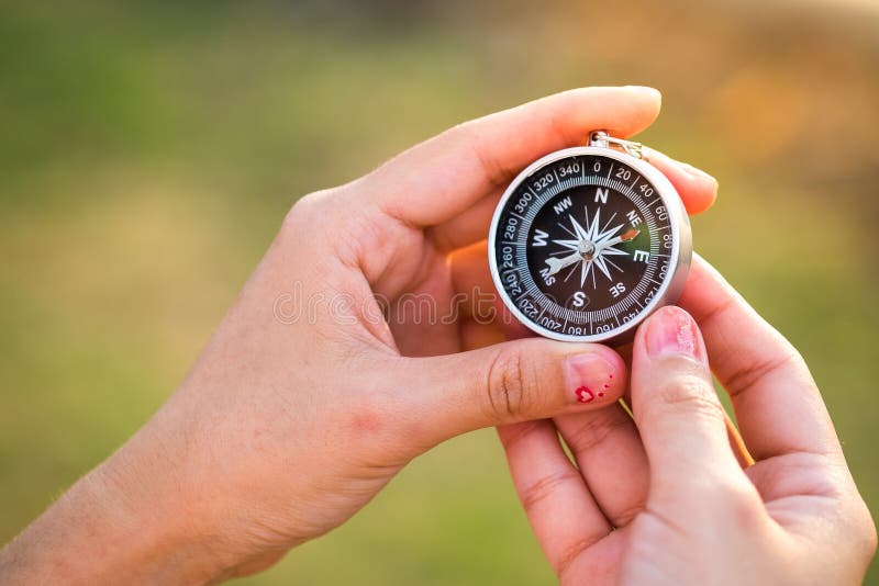 Compass in the hand stock photo. Image of meadow, discovery - 71481056