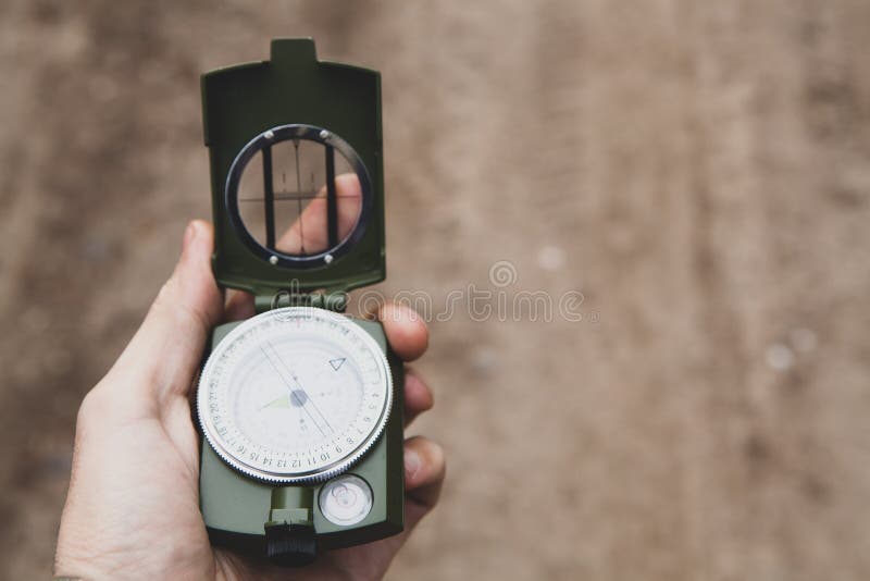Compass in Hand Find Way Destination Stock Image - Image of latitude ...