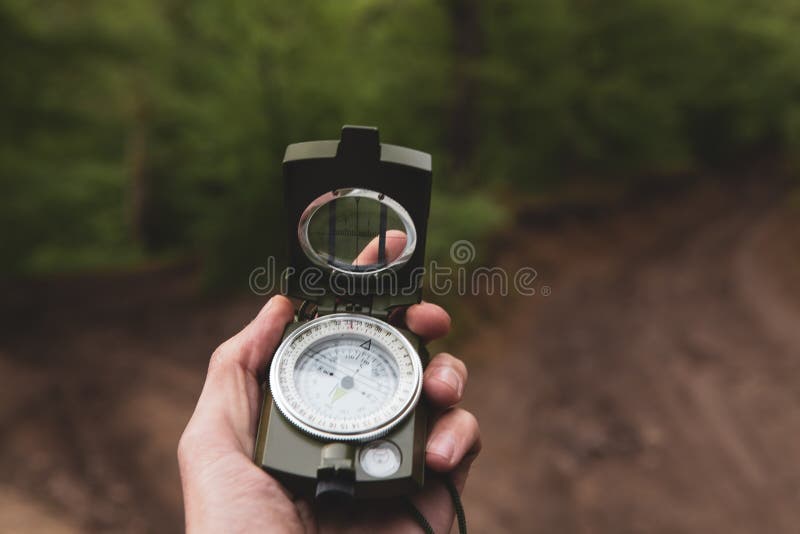 Compass in Hand Find Way Destination Stock Image - Image of position ...