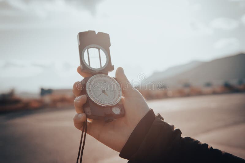 Compass in Hand Find Way Destination Stock Image - Image of hiker ...