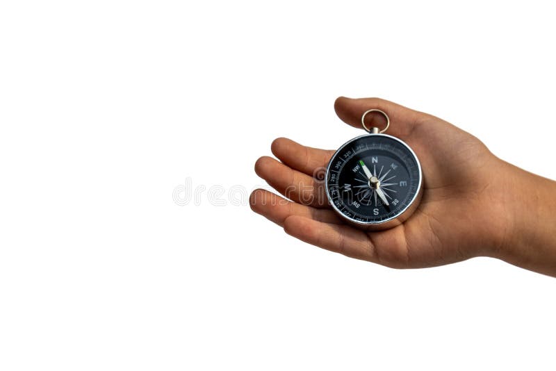 Compass in Hand Navigating on Map Pape Stock Image - Image of abstract ...