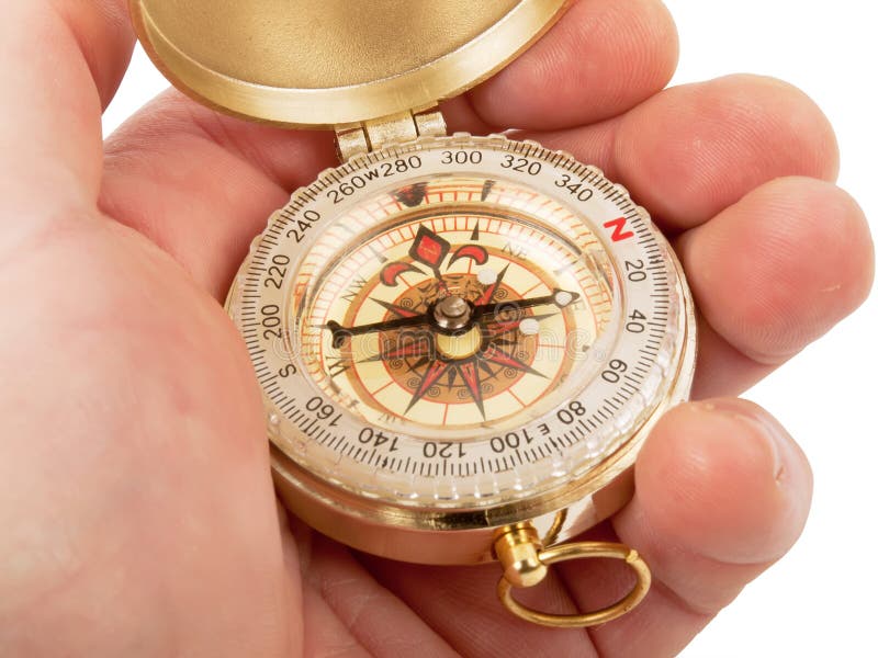 Compass in hand stock photo. Image of hand, east, close - 37185044