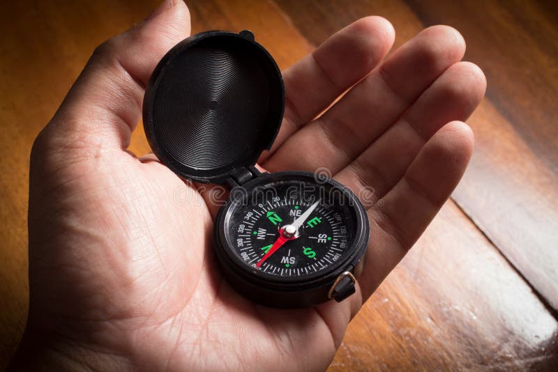 Compass in Hand,vintage Color. Stock Image - Image of black, equipment ...