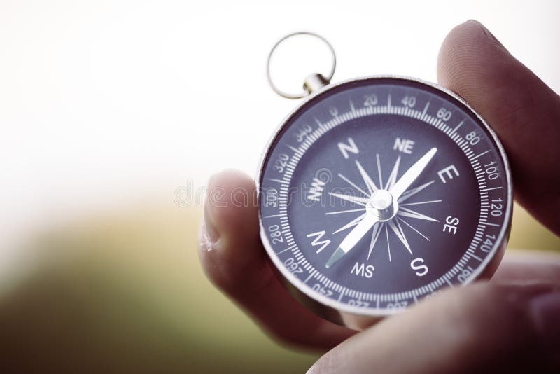 Compass Holding in the Hand, Outdoor Adventure Stock Photo - Image of ...