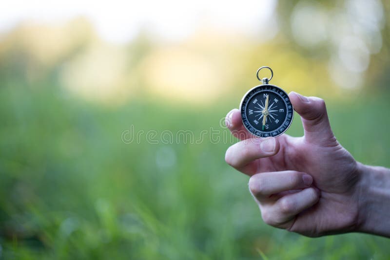 Compass Holding In The Hand, Outdoor Adventure Stock Image - Image of ...