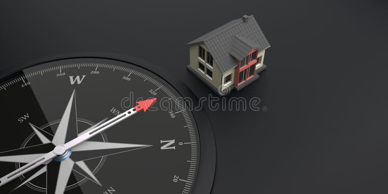 Compass House Black Background Stock Illustration - Illustration of ...