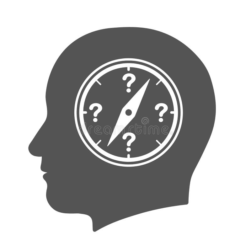 Compass in Human Head Icon with Question Marks Stock Vector ...