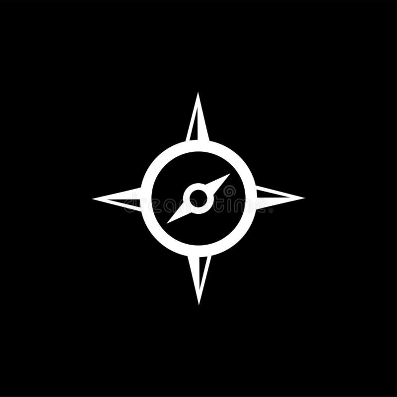 Compass Icon on Black Background. Black Flat Style Vector Illustration ...