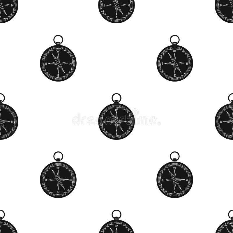 Compass Icon in Black Style Isolated on White. Pirates Pattern. Stock ...