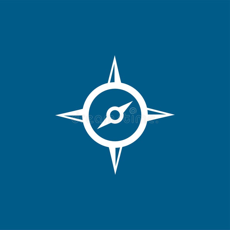 Compass Icon on Blue Background. Blue Flat Style Vector Illustration ...