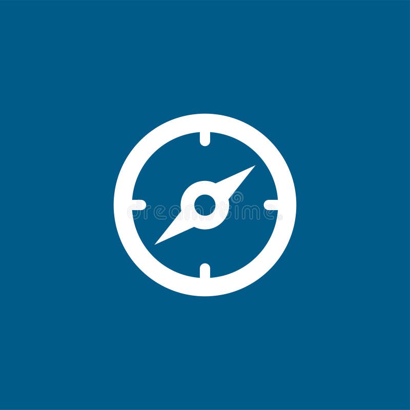 Compass Icon on Blue Background. Blue Flat Style Vector Illustration ...