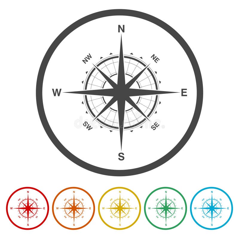 Compass icon, 6 Colors stock vector. Illustration of global - 127798649
