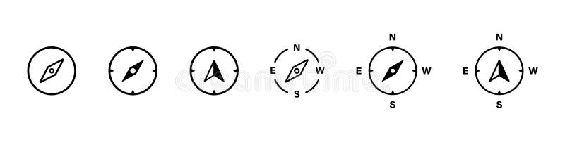 Compass Icon. Direction, Wild Rose Compass Icons Collection Stock ...