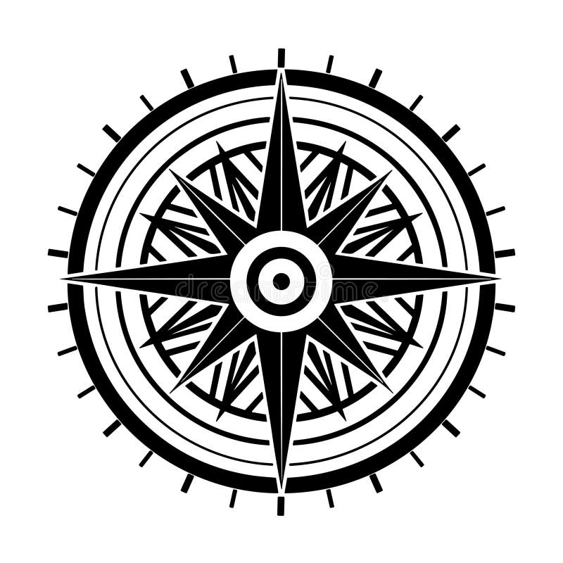 Compass Icon in Flat Design. Black Compass Symbol Stock Vector ...