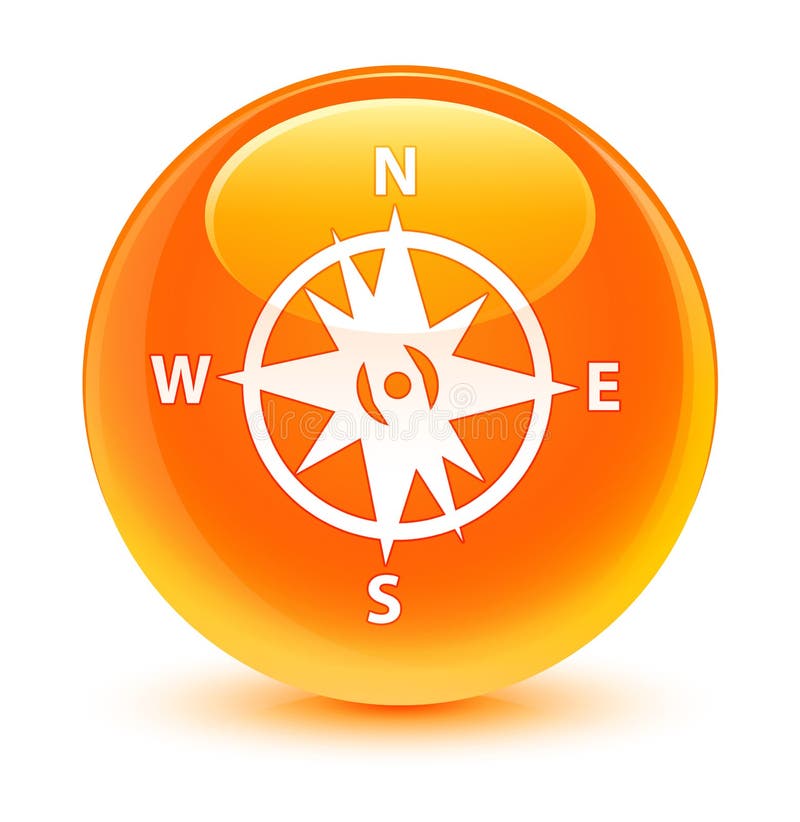 Compass Icon Glassy Orange Round Button Stock Illustration Illustration Of Wind Button 88210304