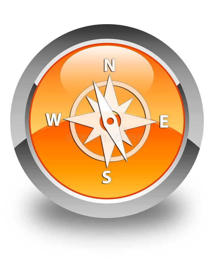 Compass Icon Glossy Orange Round Button Stock Illustration ...