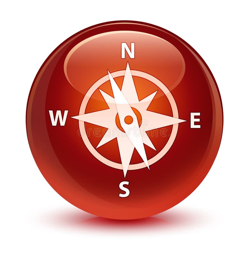 Compass Icon Glassy Brown Round Button Stock Illustration ...