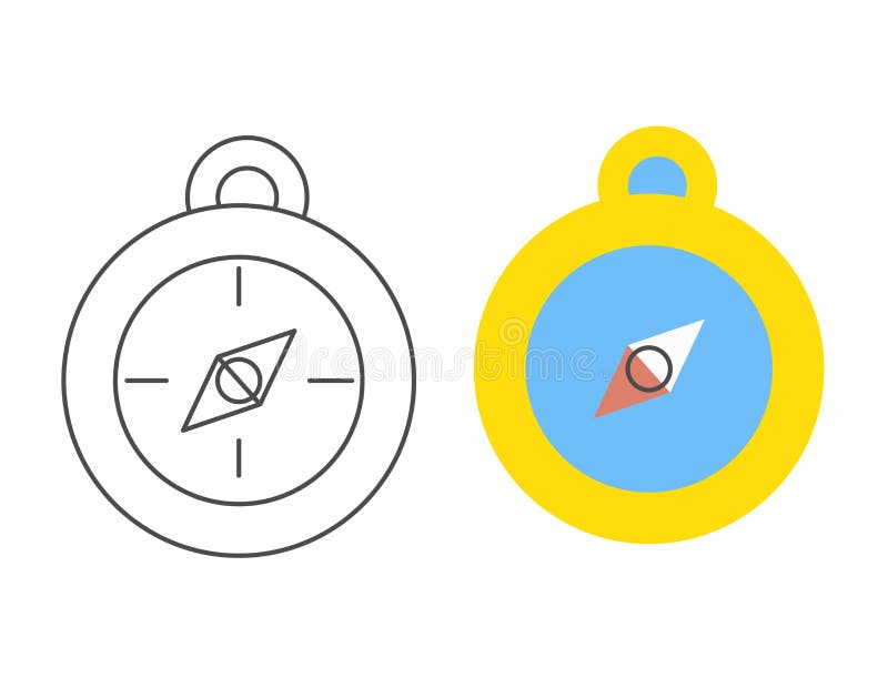 Compass Icon. Outline and Colored Compass Stock Illustration ...