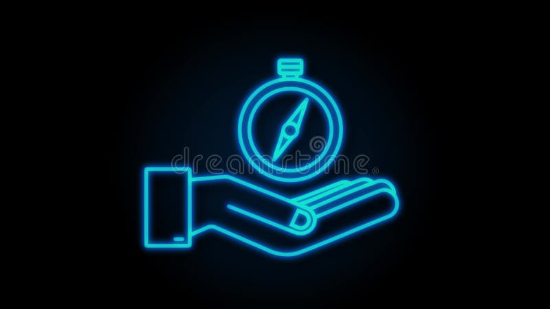 Compass Icon Over Hands on White Background. Flat Motion Graphics ...