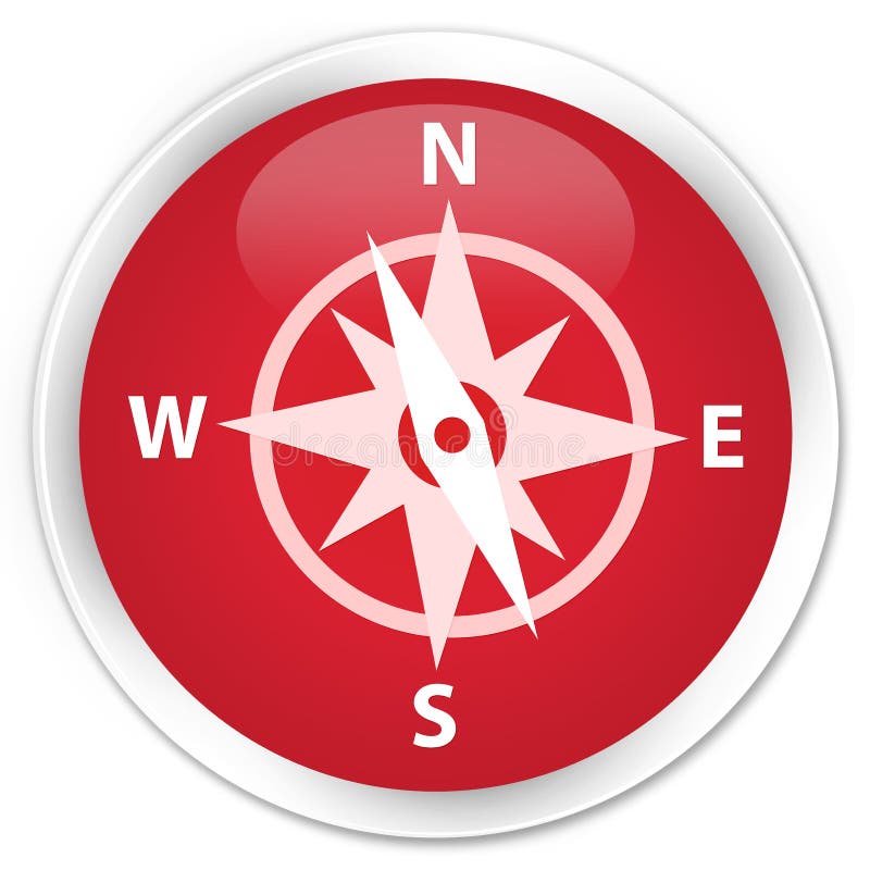 Compass Icon Premium Red Round Button Stock Illustration - Illustration ...