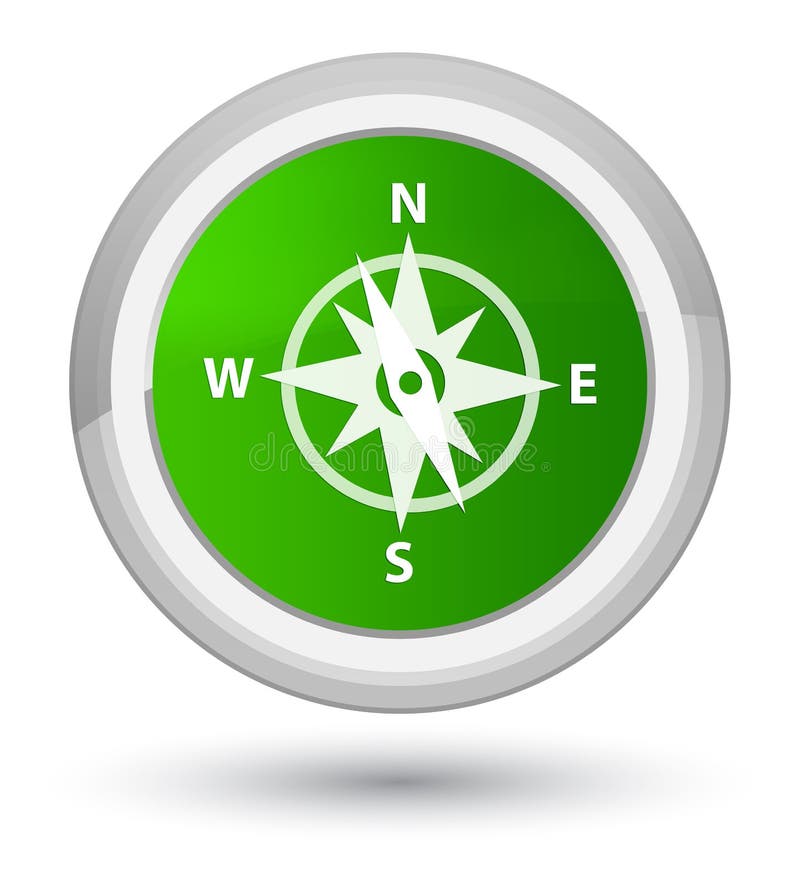 Compass Icon Prime Green Round Button Stock Illustration - Illustration ...