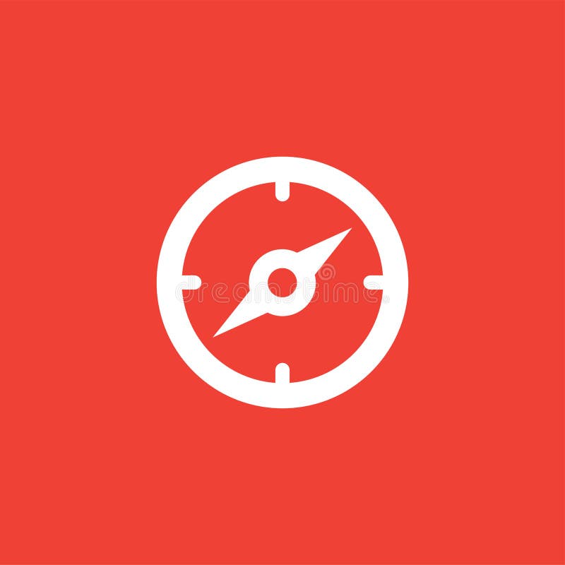 Compass Icon on Red Background. Red Flat Style Vector Illustration ...