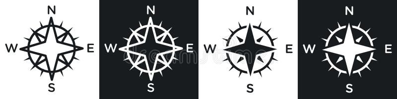 Compass thin line icon set stock vector. Illustration of topography ...