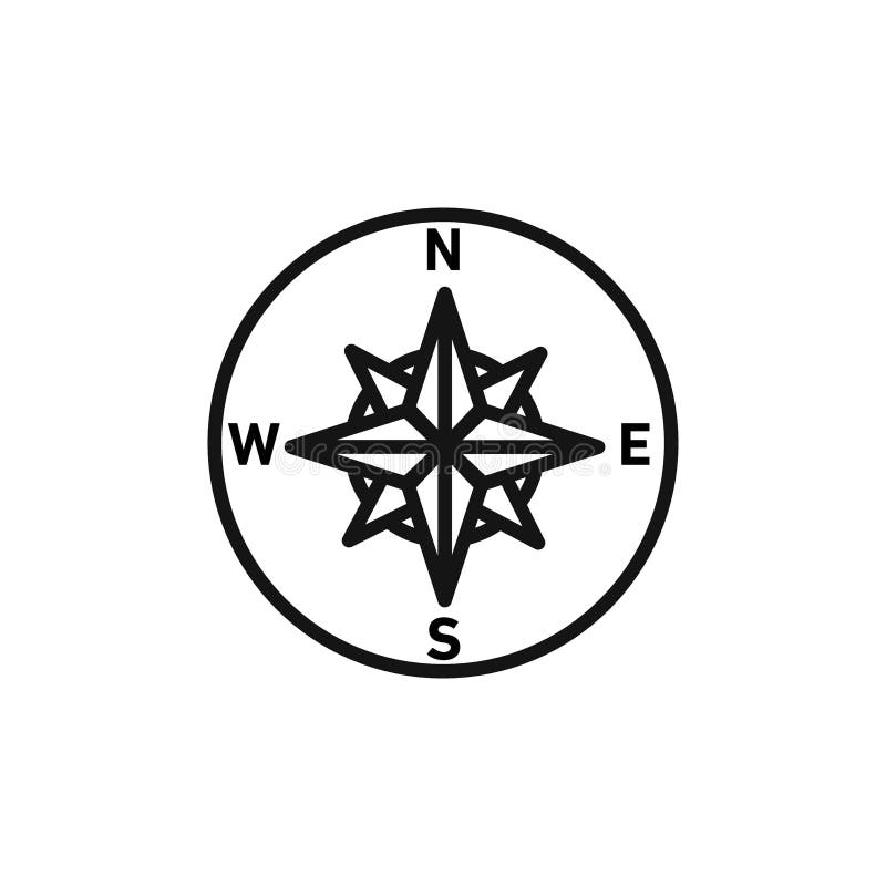 Compass thin line icon set stock vector. Illustration of geography ...