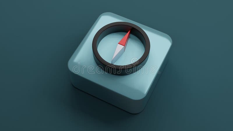 Compass Icon on Square Shape , 3d Rendering Stock Illustration ...